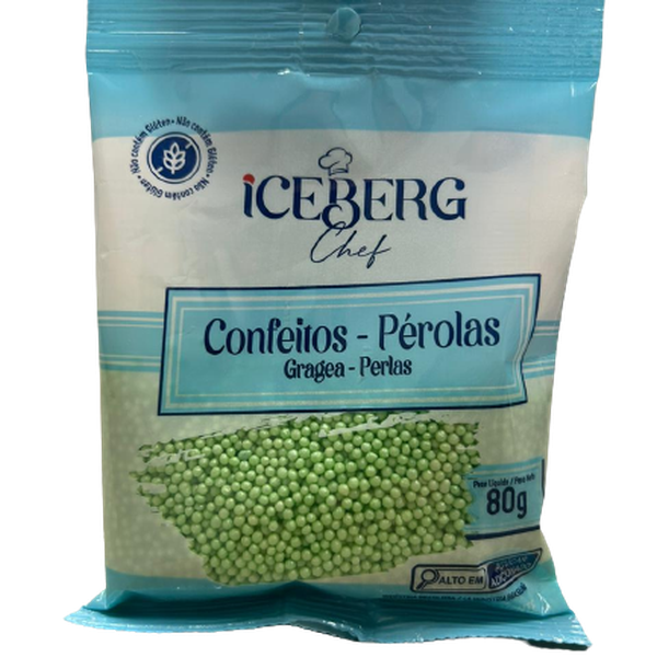 Confeito Perolado Verde 80g Iceberg