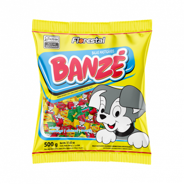 Bala Mastigavel Banze Sortida 500g Floresta