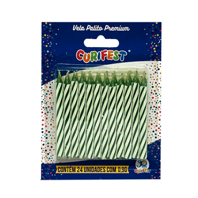 Vela Palito Verde Premium C/24 Curifest